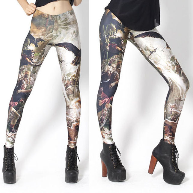 Hot 2014 Womens Pirate Costume Leggings Galaxy Digital Printing Revolution Leggings Shiny Milk