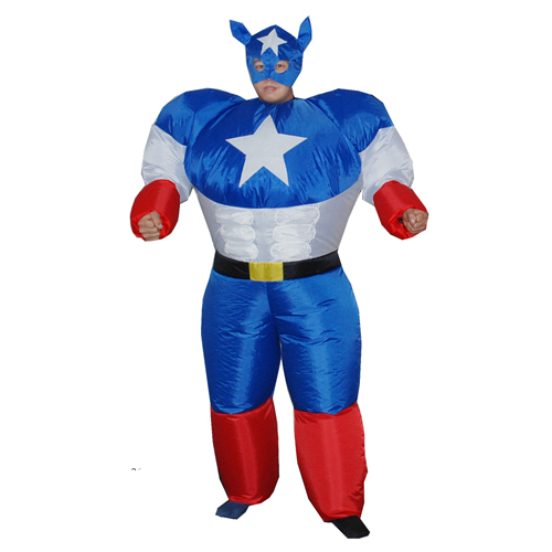 Mens Halloween Suits Fat Inflatable Superman Hero Averger Costumes Blow Up Style Costume