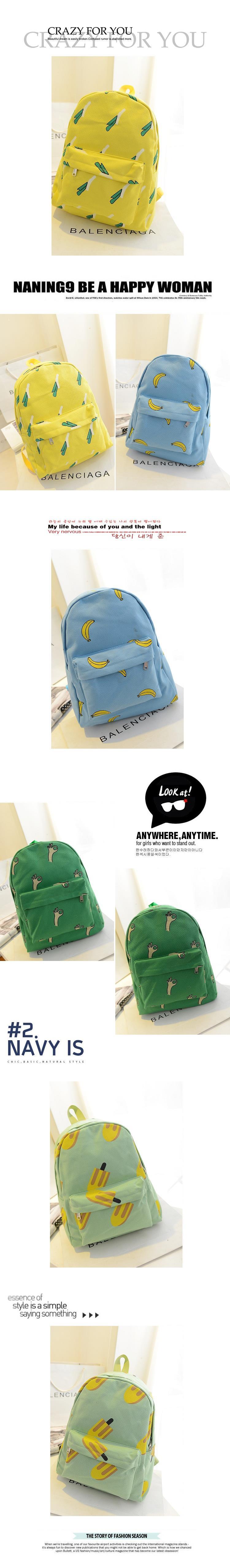 Купить 2015 моды холст печать рюкзак банан женщин рюкзак милые девушки ...