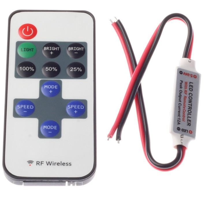 Купить Беспроводной пульт led привело контроллер мини РФ один цвет мини-диммер яркости для 5050 ...