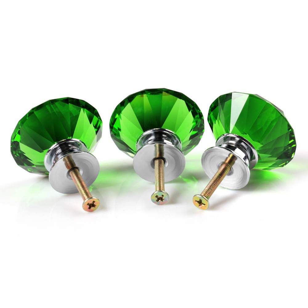 Купить 40 мм цинк сплава четкие зеленые стекла дверные ручки ручки для ...