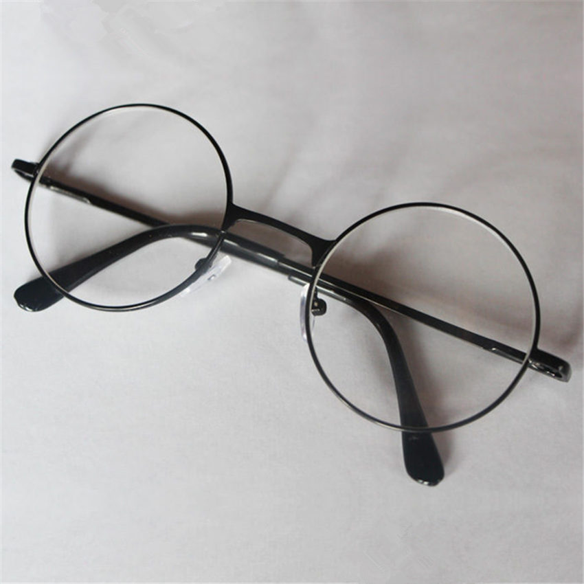 Retro Men Women Round Mirror Reading Glasses For Harry Potter Metal Frame Glasses Plain Mirror