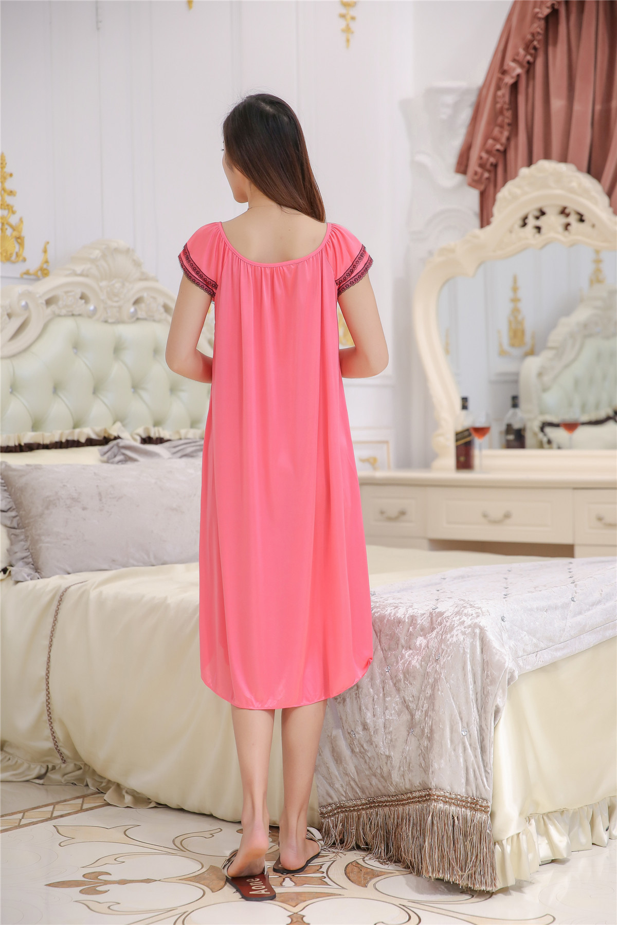 2021 Wholesale Lace Nightgowns Summer Ice Silk Nightgown Ms Mm Skirt