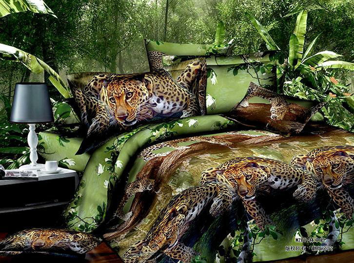 Sexy Leopard 3d Bedding Duvet Cover Set King Size Bedclothes With Flat