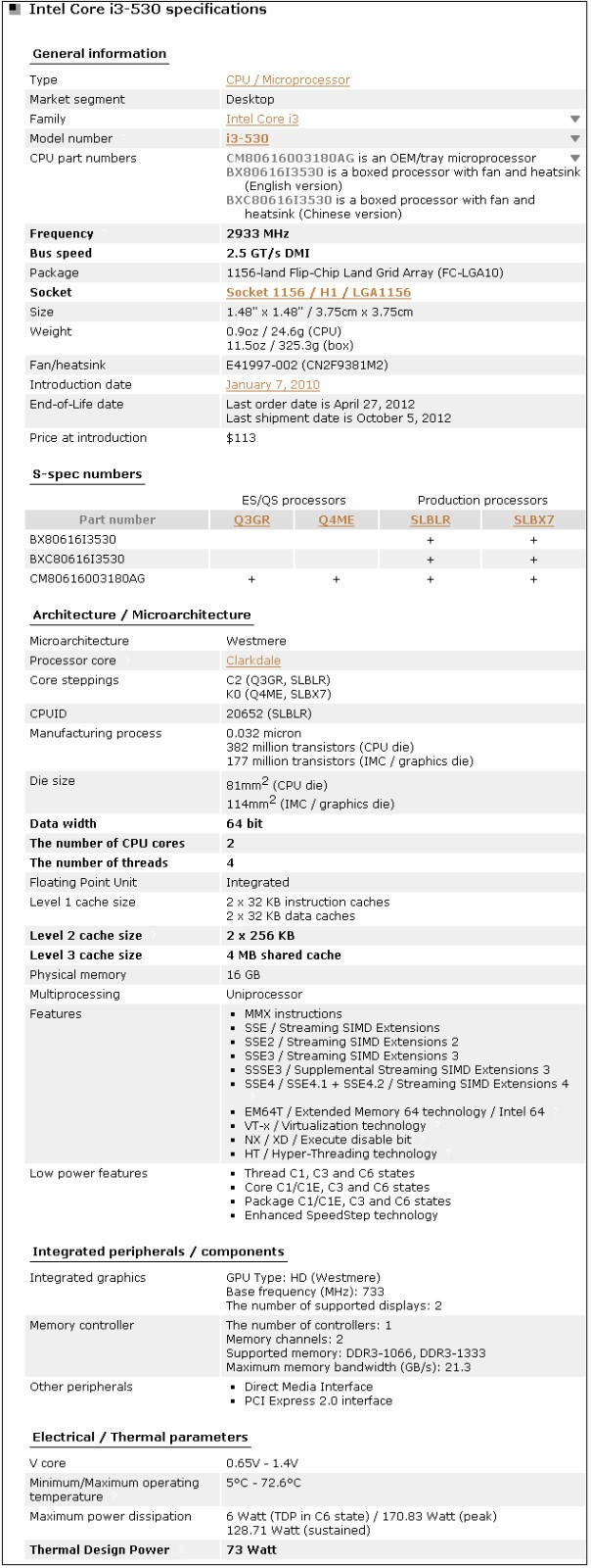 Купить Оригинальный intel core i3 530 Обои i3-530 в штучной упаковке ...