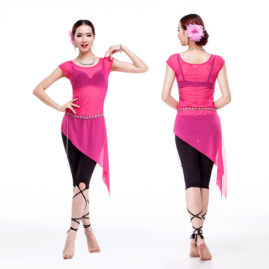 2015 Popular Girls Net Sexy Belly Dance Training Set For Women Belly Dancing Practice Costume On