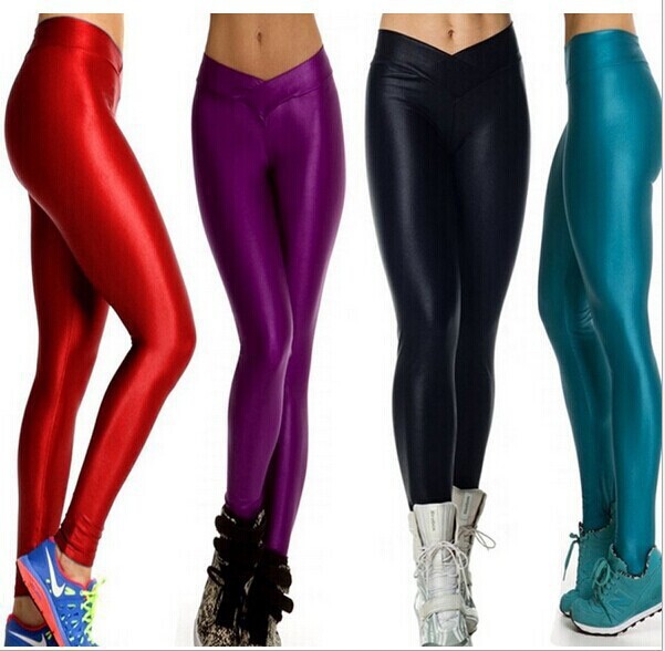 V Type Neon Gym Legging High Waist Sport Pants Women Leggins