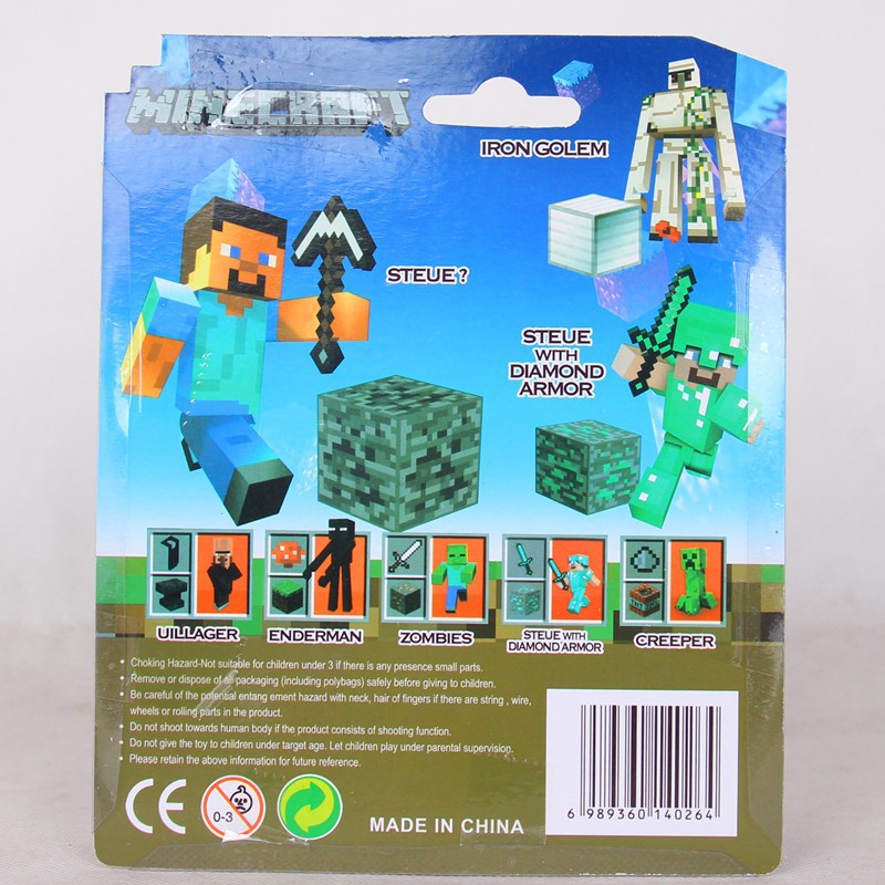 Minecraft Steve Zombie Skeleton Enderman Building Block Toys Assembly