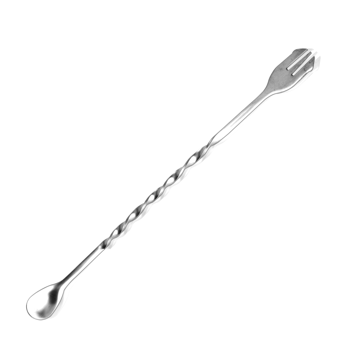 9 Stainless Steel Long Twisted Bar Spoon W Fork Cocktail Alcohol Drinks Mixing Inbar Spoons
